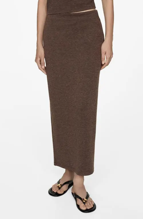 Mango Knit Column Maxi Skirt - Brown
