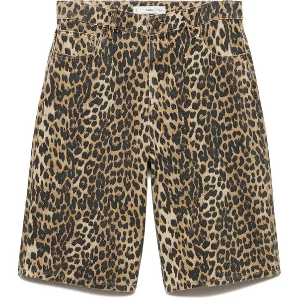 Mango Leopard Print Bermuda Shorts