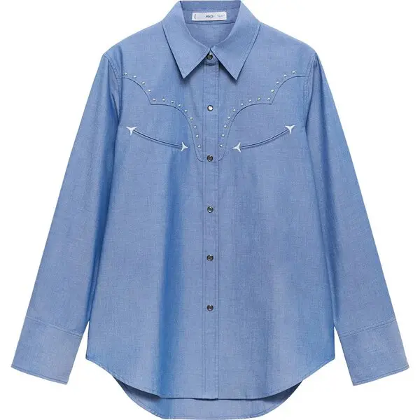 Mango Studded Snap-up Western Shirt