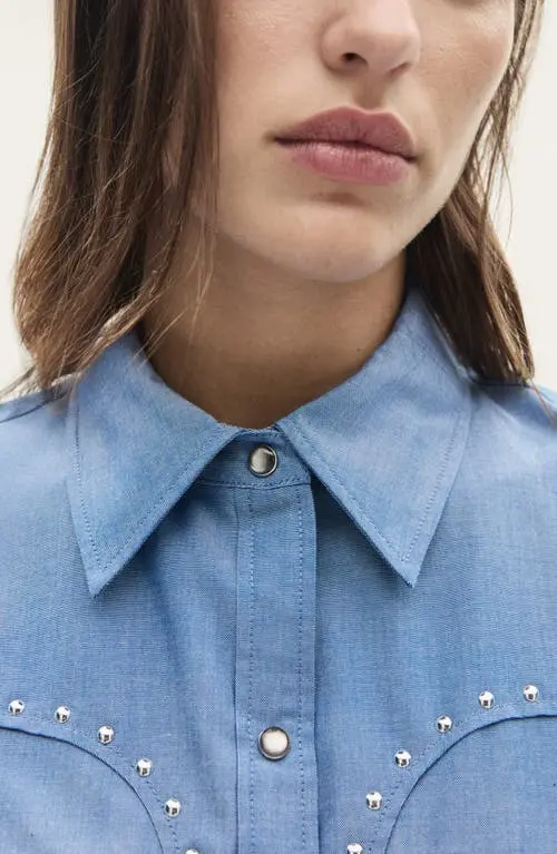 Mango Studded Snap-up Western Shirt