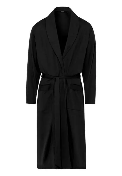Hanro Night And Day Cotton Shawl Collar Robe - Black