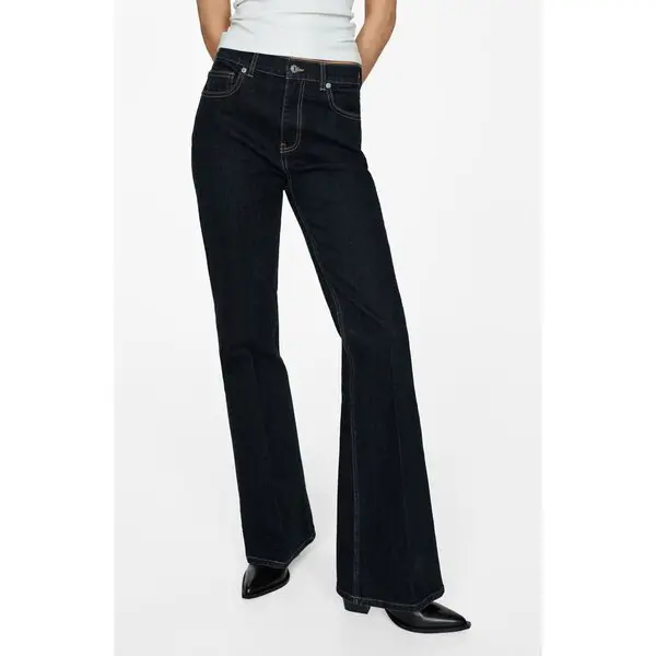 Mango Violet High-rise Flare Jeans - Open Blue