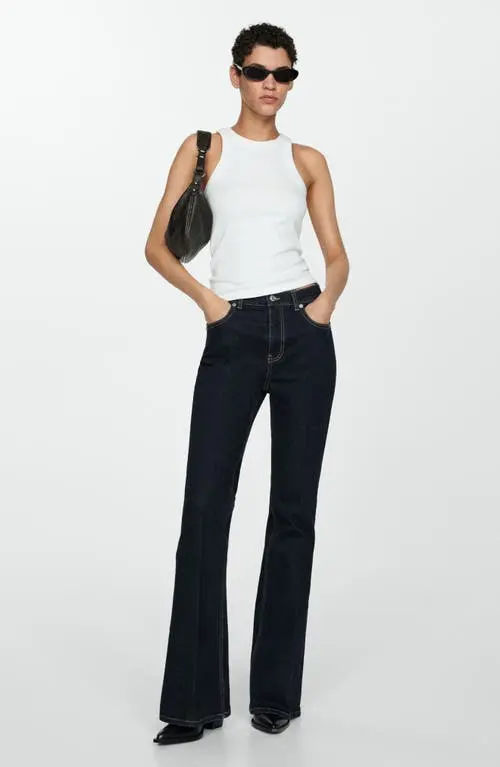 Mango Violet High-rise Flare Jeans - Open Blue