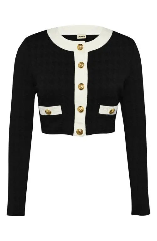 L'Agence Adaline Colorblock Crop Rashguard - Black