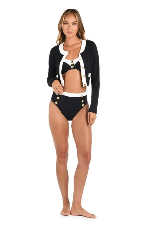 L'Agence Adaline Colorblock Crop Rashguard - Black