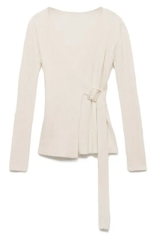 Mango Ribbed Wrap Cardigan With Buckle