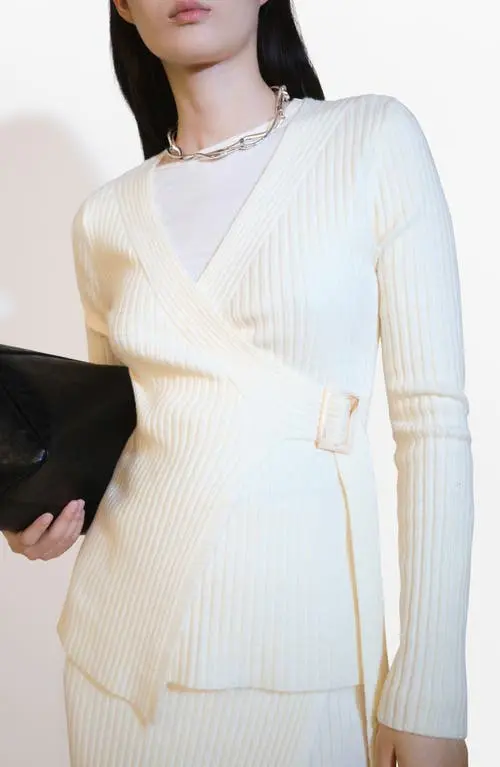 Mango Ribbed Wrap Cardigan With Buckle