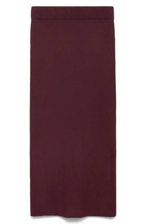 Mango Ribbed Midi Skirt - Wine