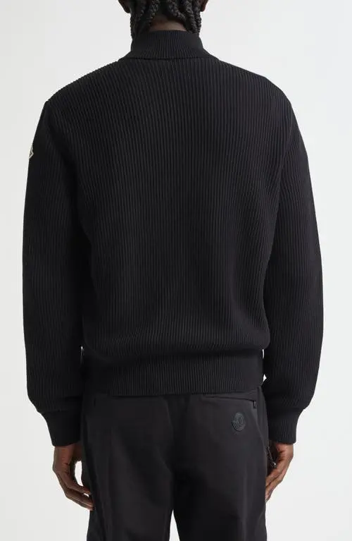 Moncler Quilted Down And Cotton Knit Cardigan - Black