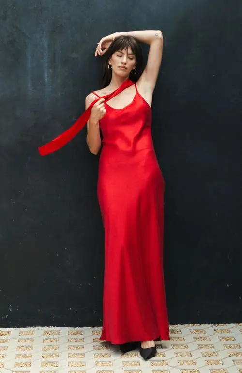 WHIMSY + ROW Bonnie Maxi Slip Dress - Red