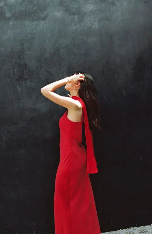 WHIMSY + ROW Bonnie Maxi Slip Dress - Red