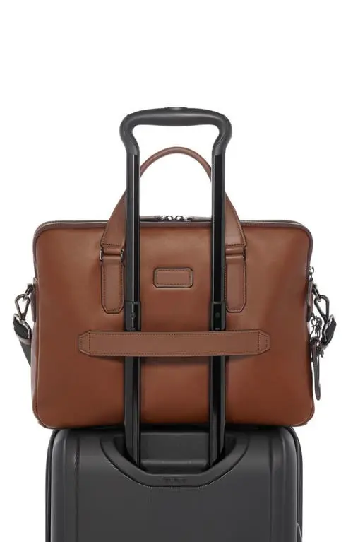 Tumi Sycamore Slim Leather Briefcase - Cognac