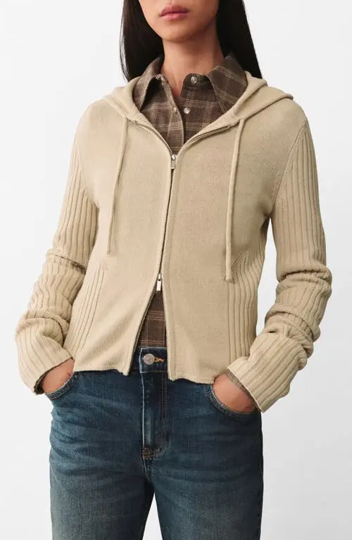 Mango Ribbed Zip-up Hoodie
