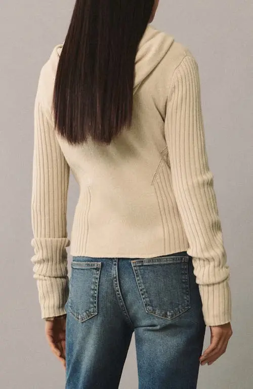 Mango Ribbed Zip-up Hoodie