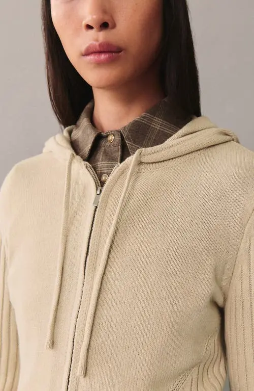 Mango Ribbed Zip-up Hoodie