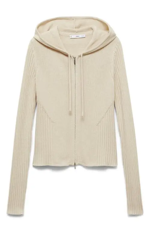Mango Ribbed Zip-up Hoodie
