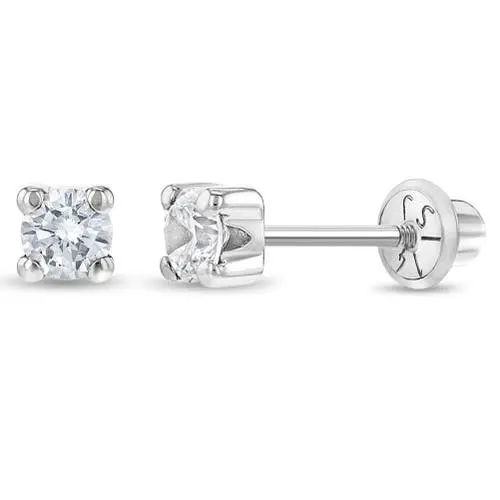 IN SEASON JEWELRY 14k White Gold Cubic Zirconia Square Stud Earrings - Silver