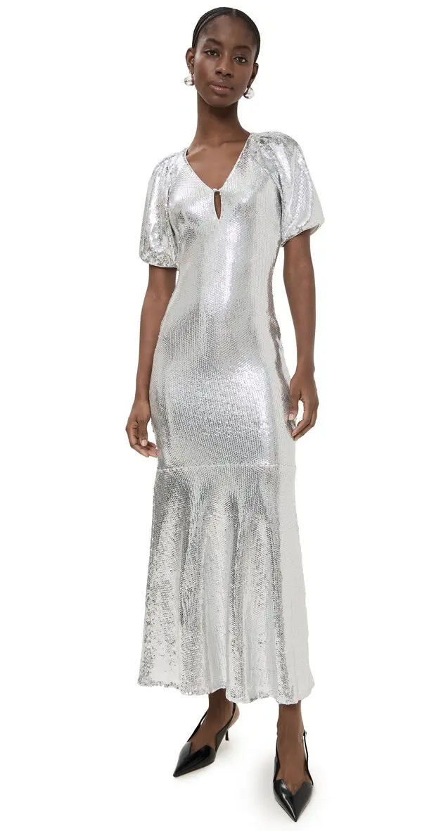 grey sequin midi dress Remain Birger Christensen In Silver - 75% Off summer petite midi dress