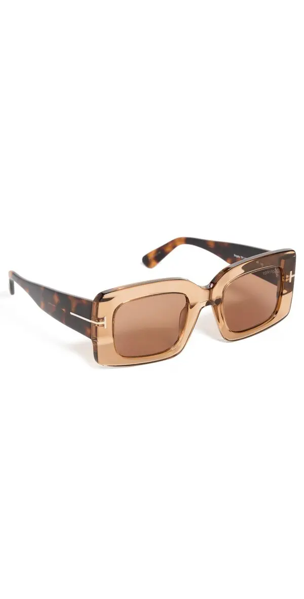 TOM FORD Brigitta Square Sunglasses - Shiny Light Brown/brown