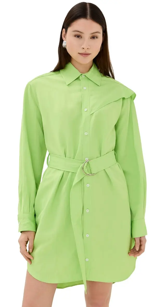 Jw Anderson Cape Shoulder Shirt Dress In Lime - 80% Off | Editorialist