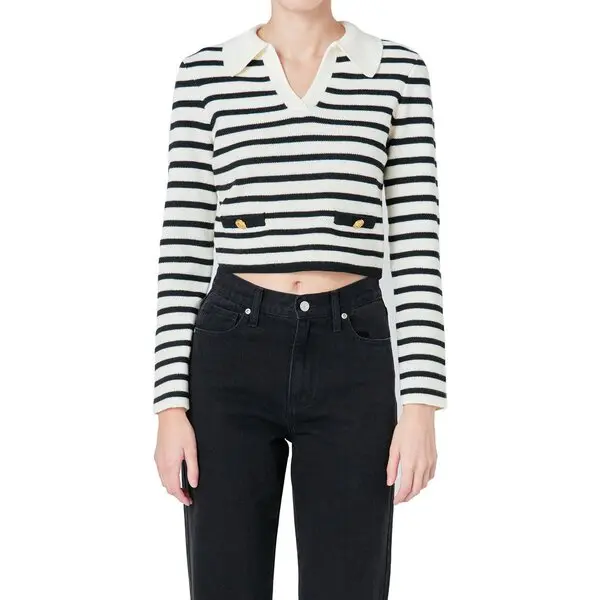 Endless Rose Stripe Collared Sweater