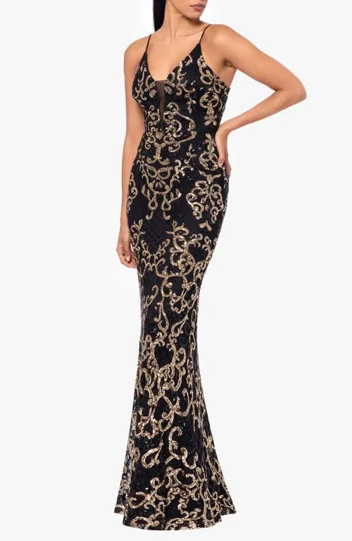 Betsy & Adam Sequin Mermaid Gown