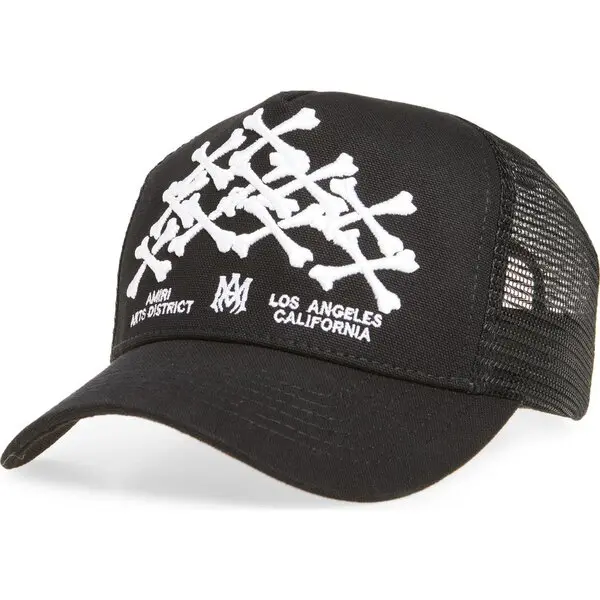 Amiri Stacked Bones Logo Trucker Hat - Black