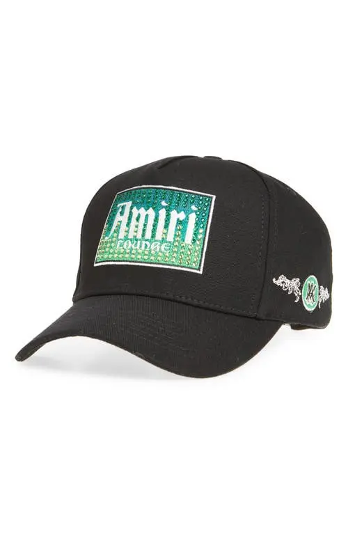 Amiri Logo Lounge Box Crystal-embellished Baseball Cap - Black