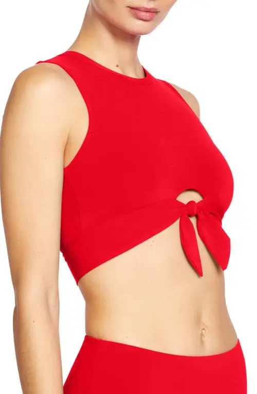 Robin Piccone Ava Tie Front Bikini Top - Fiery Red