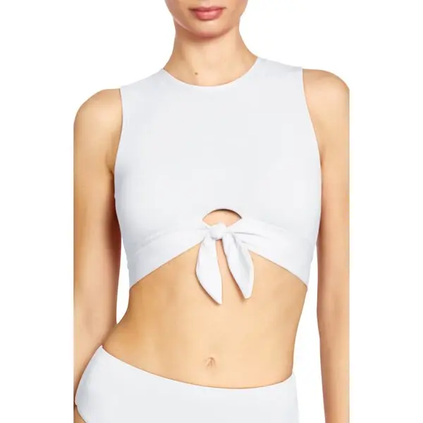 Robin Piccone Ava Tie Front Bikini Top - White