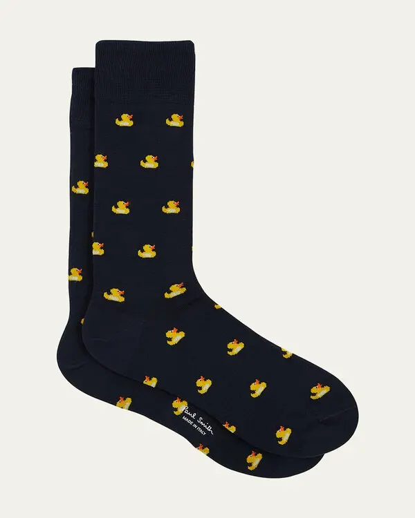 Paul Smith Animal-print Cotton-stretch Crew Socks - Navy