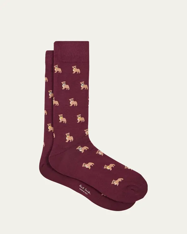 Paul Smith Irwin Bulldog Crew Socks - Burgundy