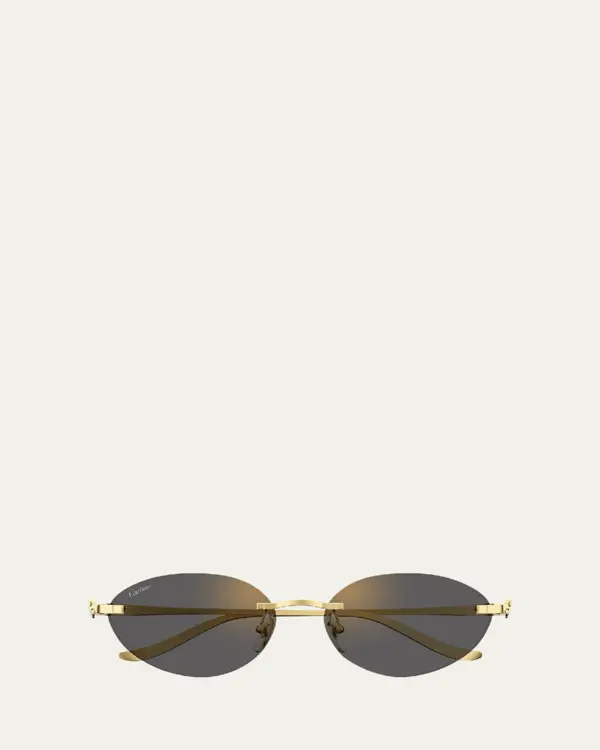 CARTIER Panthère Rimless Oval Sunglasses - Smooth Golden Finish