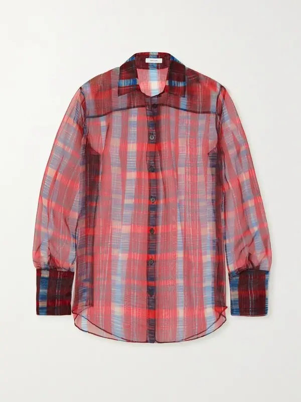FERRAGAMO Checked Chiffon Shirt
