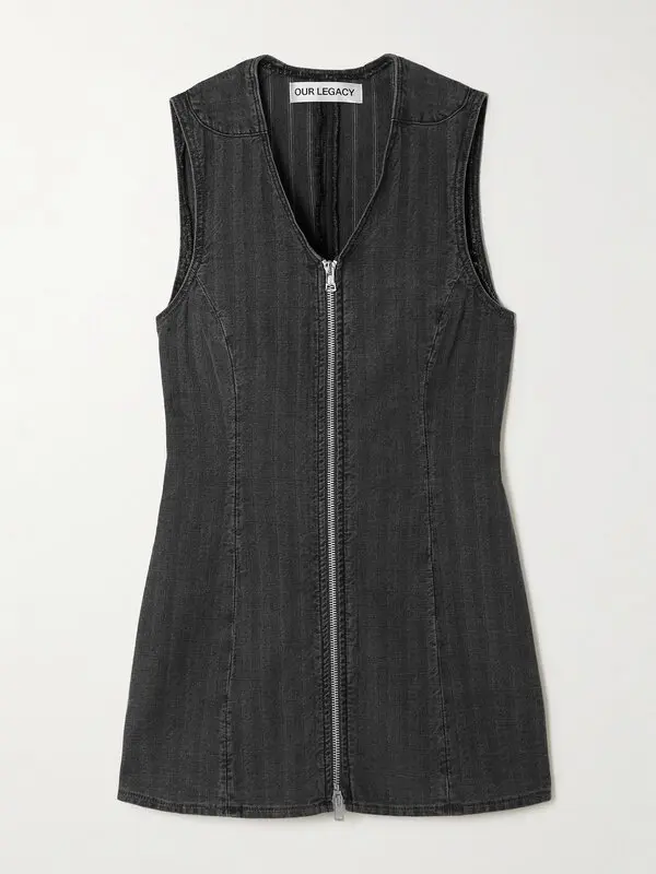 Our Legacy Striped Denim Zip-up Tank