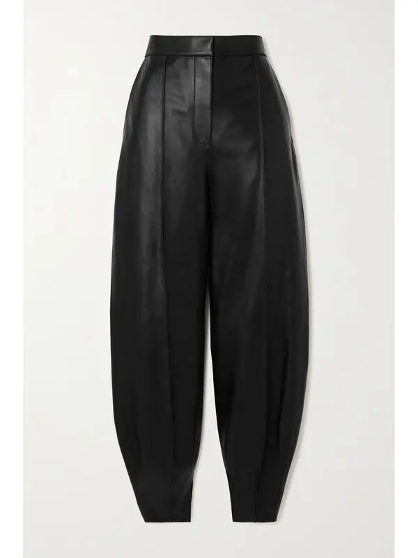 Loewe Balloon Pleated Leather Tapered Trousers