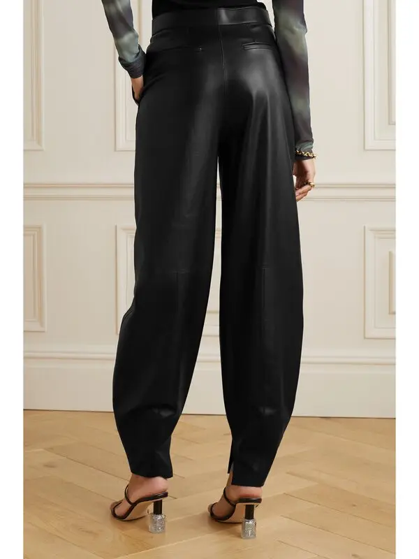 Loewe Balloon Pleated Leather Tapered Trousers