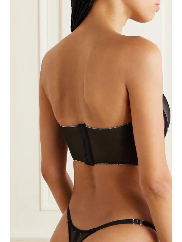 Oseree Shell Metallic Mesh Bustier Top