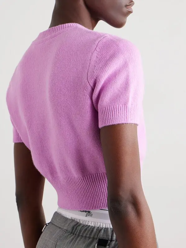Alexander Wang Embossed Cotton And Wool-blend Cropped Sweater