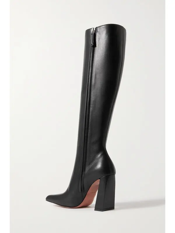 Amina Muaddi Marine Leather Knee Boots