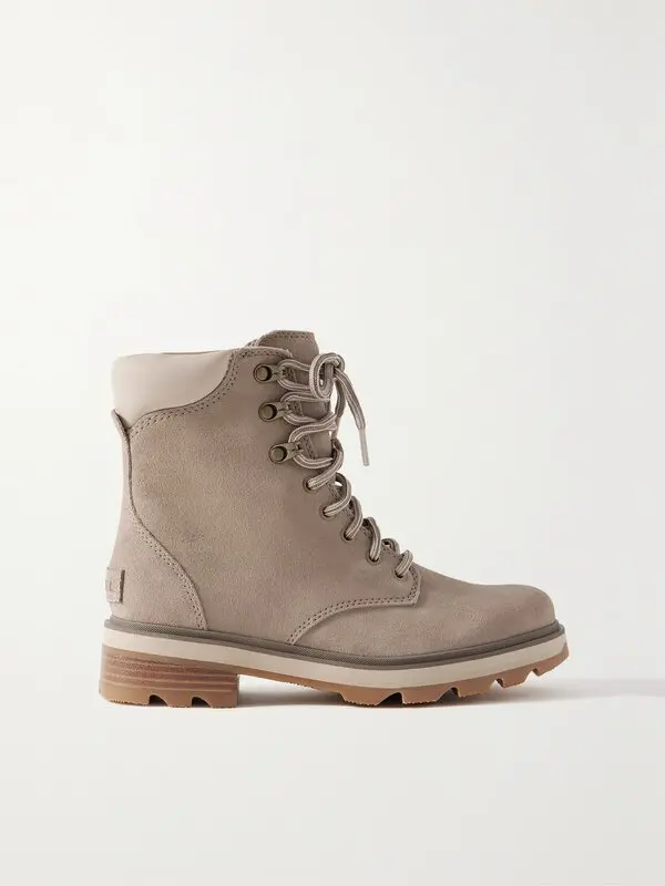 Sorel Lennox Lace Leather-trimmed Suede Ankle Boots