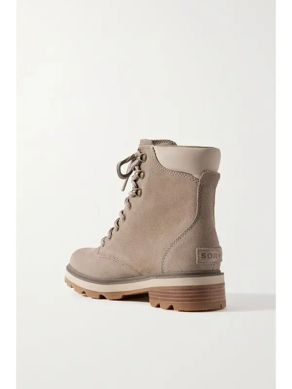 Sorel Lennox Lace Leather-trimmed Suede Ankle Boots