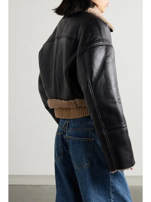 HALFBOY Cropped Shearling Jacket - Black
