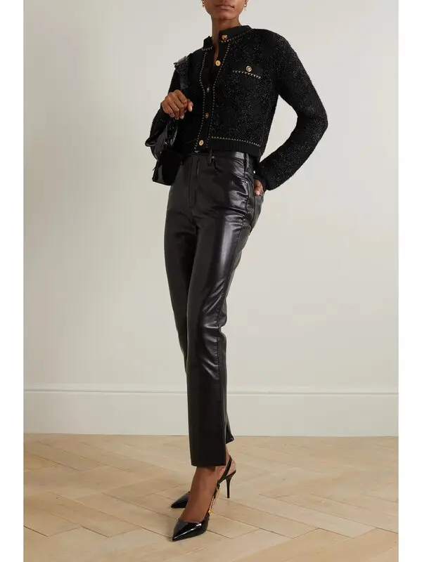 Versace Metallic Wool-blend Bouclé Cardigan