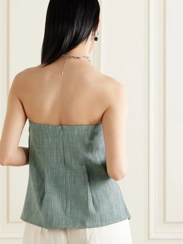 Co Strapless Gathered Top