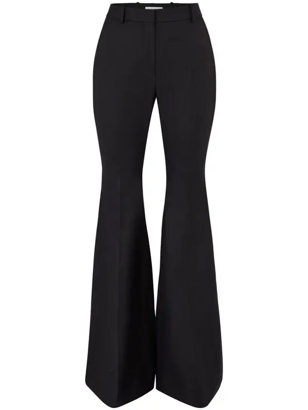 Nina Ricci Wool Gabardine Flared Trousers - Black
