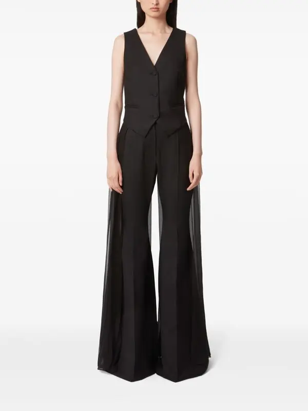 Nina Ricci Wool Gabardine Flared Trousers - Black