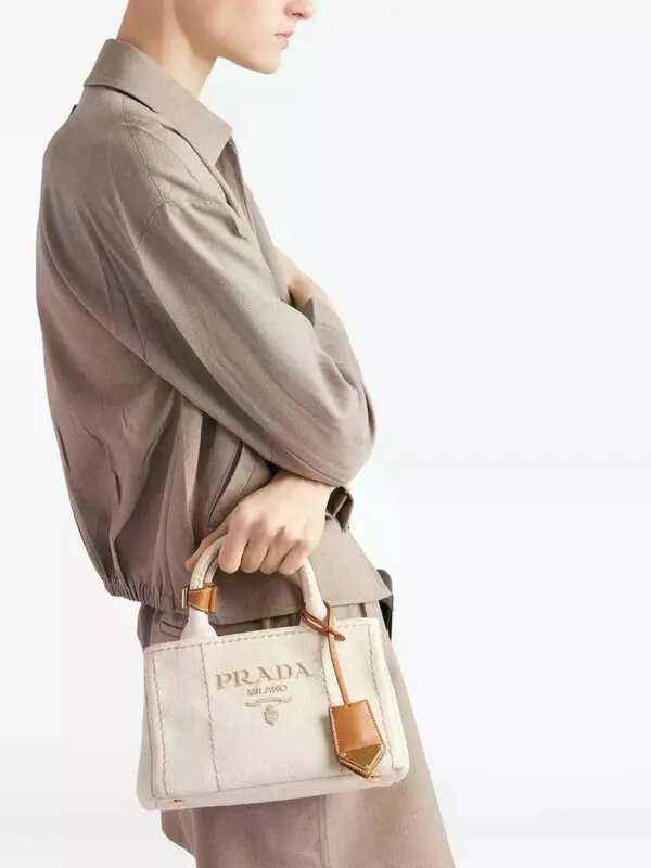 Prada Jardinière Mini Linen Blend Bag - Neutrals