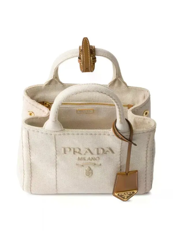 Prada Jardinière Mini Linen Blend Bag - Neutrals