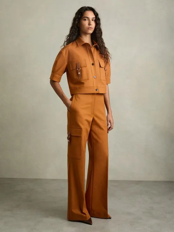 REISS Mariane Cropped Cargo Top - Rust